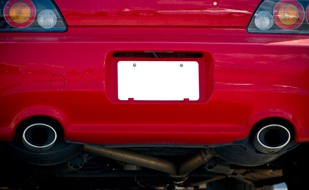 Blank License Plate On Red Car - Ohio BMV - Cuyahoga Falls Licence Bureau